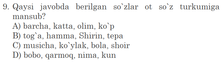 Blok testlar – Info-Master.uz